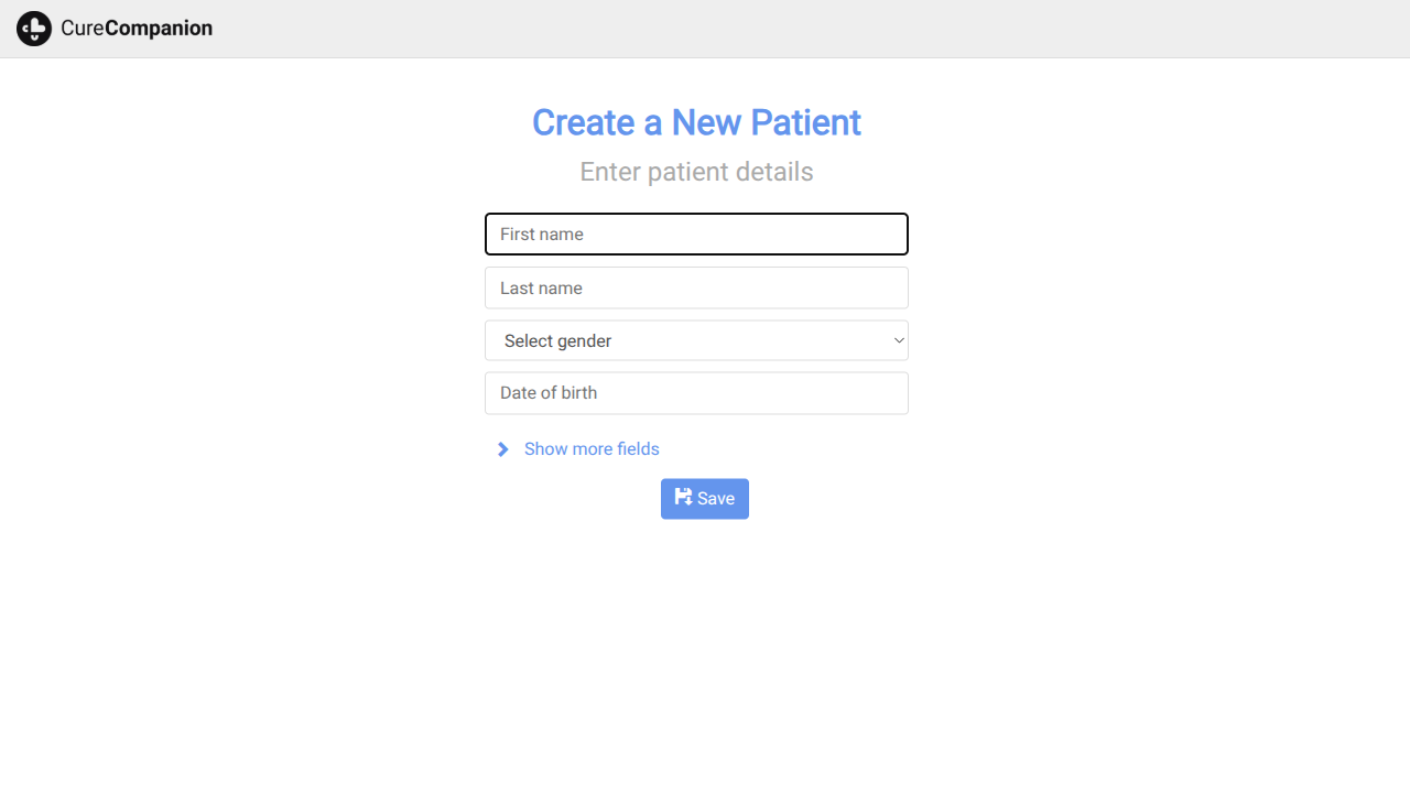 Creating New Patients – CureCompanion